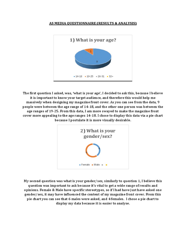 Media Questionnaire Results Analysis | PDF | Questionnaire | Pie Chart