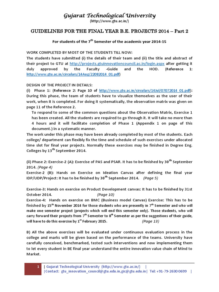 Guidelines For The Final Year B.E. Projects 2014 - Part 2 | PDF | Business Model | New Product ...