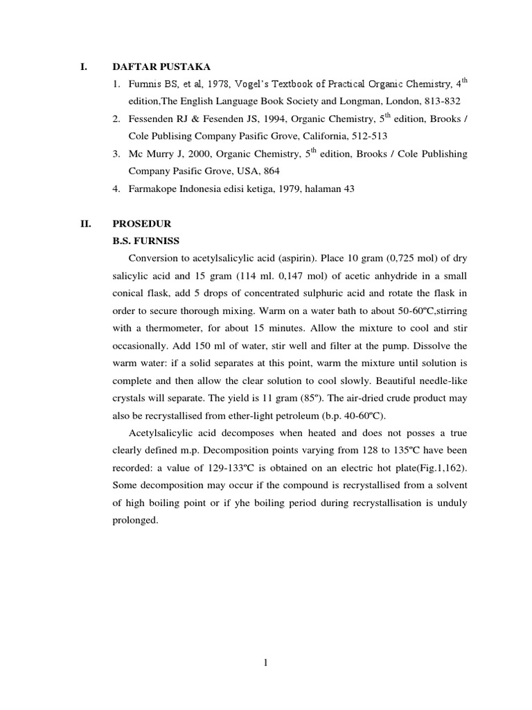 Aspirin Synthesis and Purification Guide | PDF