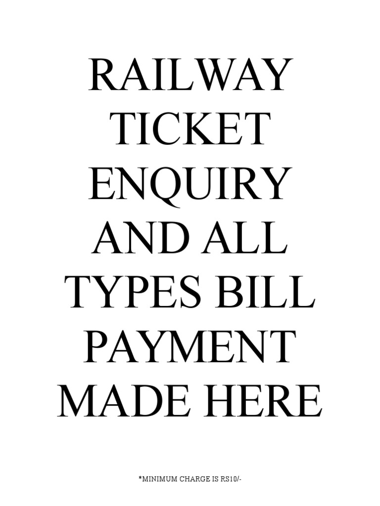 Railway Ticket Enquiry and All Types Bill Payment | PDF | Finance ...