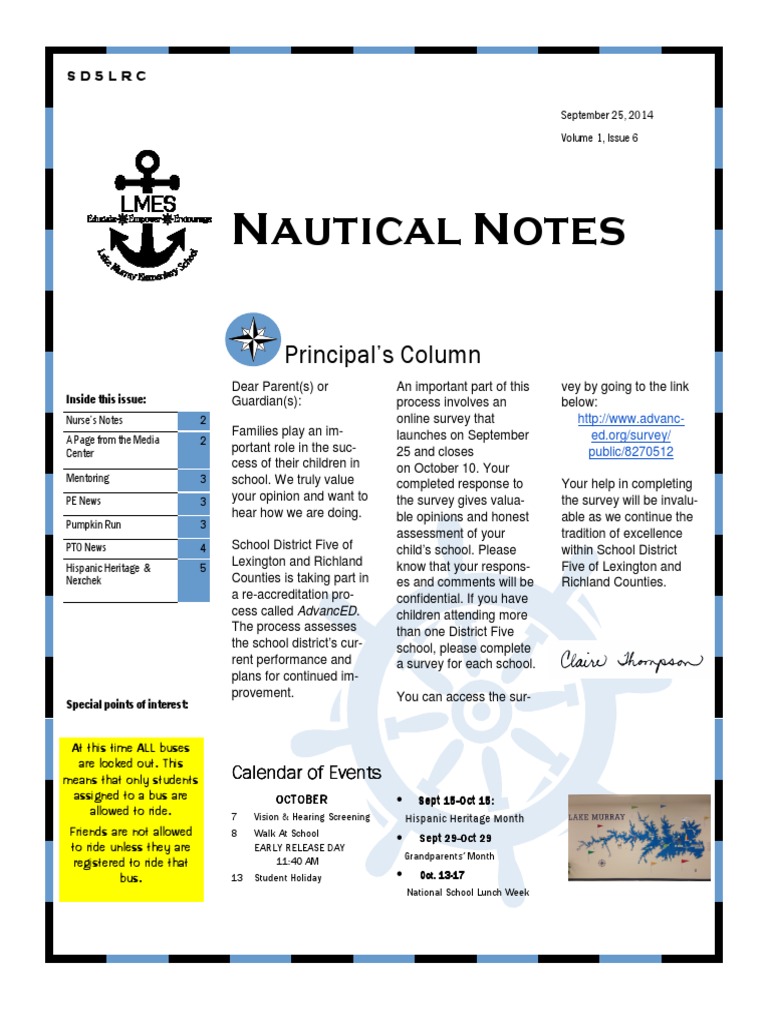 Nautical Notes: Principal's Column | PDF | Hispanic | Mentorship