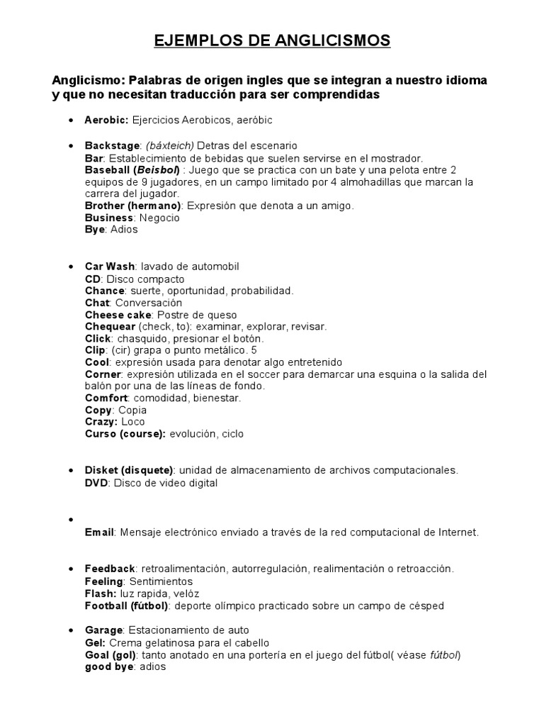 Ejemplos de Anglicismos | PDF | Deportes | Ocio