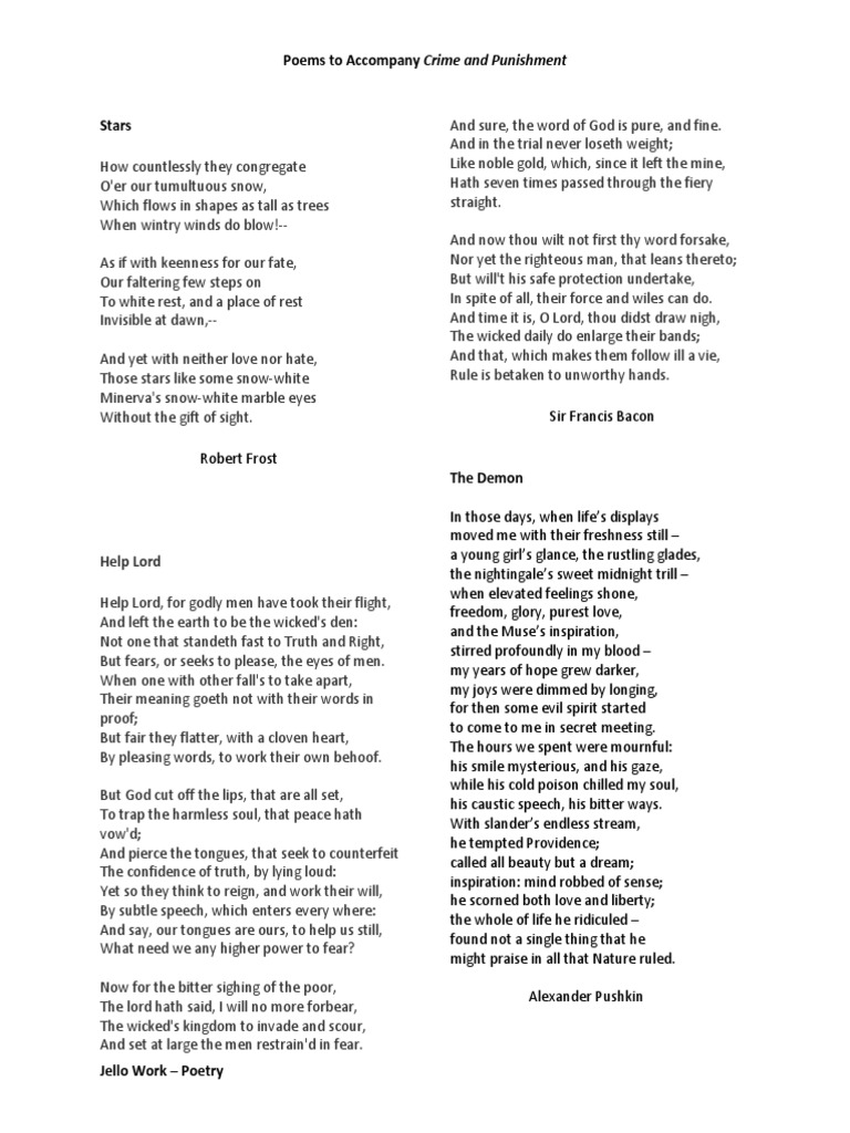 Poems To Accompany Crime and Punishment: Help Lord | PDF | Poetry