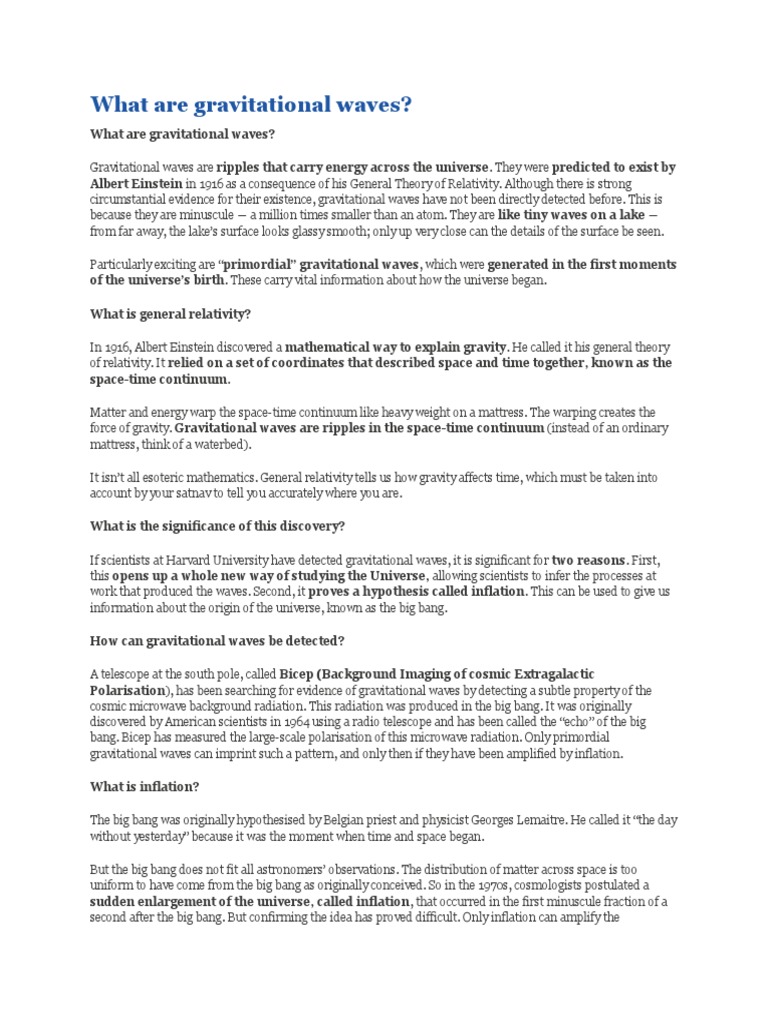 What Are Gravitational Waves? | PDF | Particle Physics | Big Bang