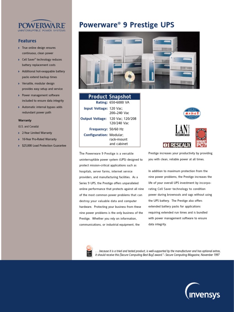 Powerware 9 Prestige UPS: Power Management Software Technical ...