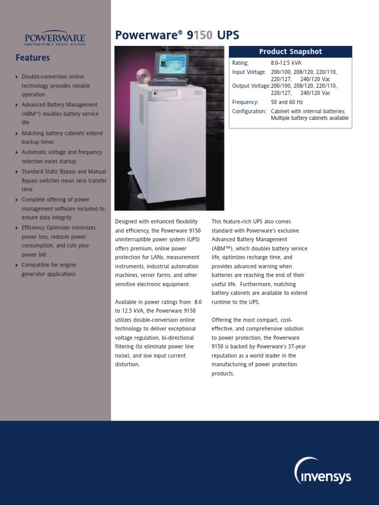 Powerware 9 UPS: Features | PDF | Electronic Engineering | Electrical ...
