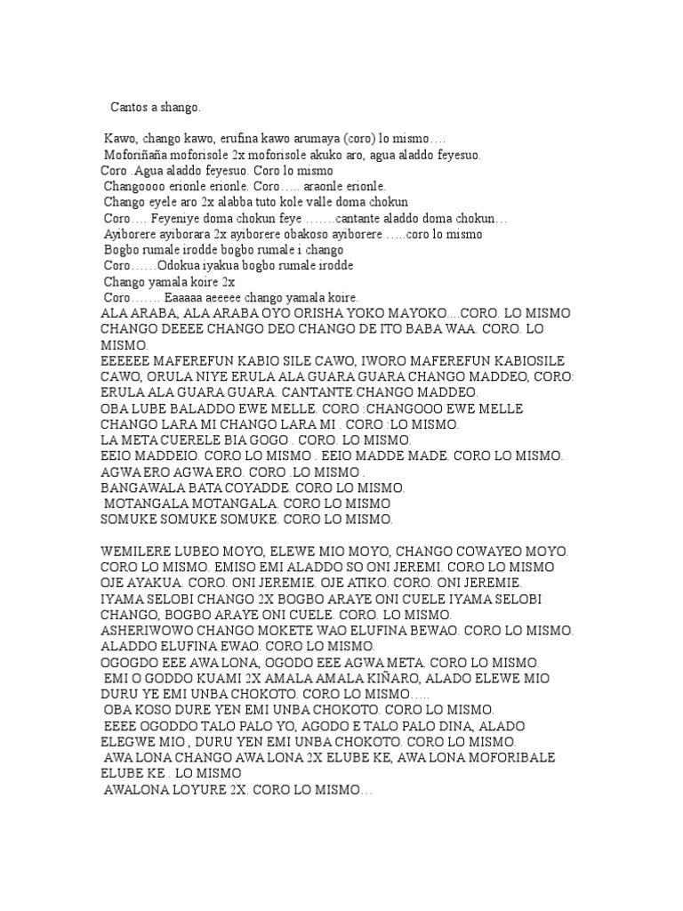 Cantos A Shango | PDF