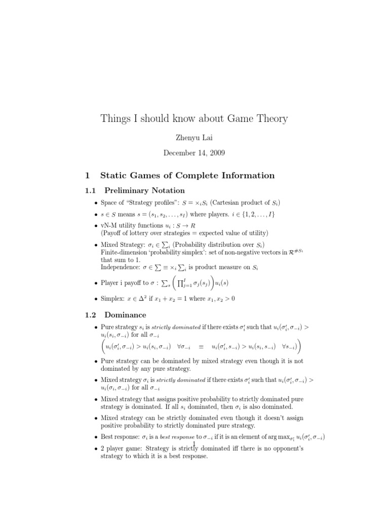 Game Theory | PDF | Mathematical Economics | Mathematical And Quantitative Methods (Economics)