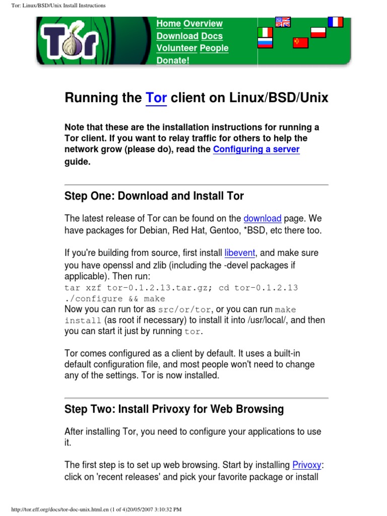 Tor Client Setup on Linux/BSD/Unix | PDF | Tor (Anonymity Network ...