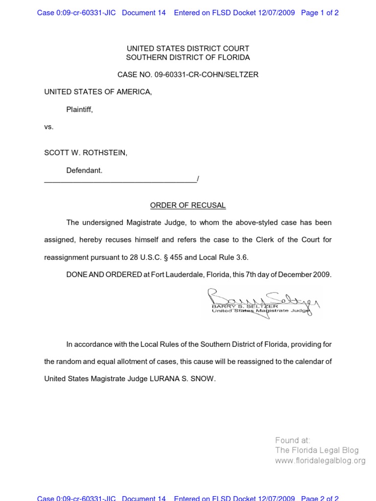 Order of Recusal - Magistrate Judge