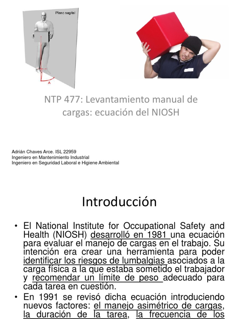 Ecuación NIOSH para Levantamiento de Cargas | PDF | Movimiento (física) | Ecuaciones