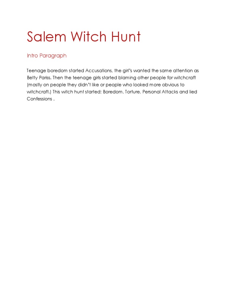 Salem Witch Hunt: Origins and Impact | PDF