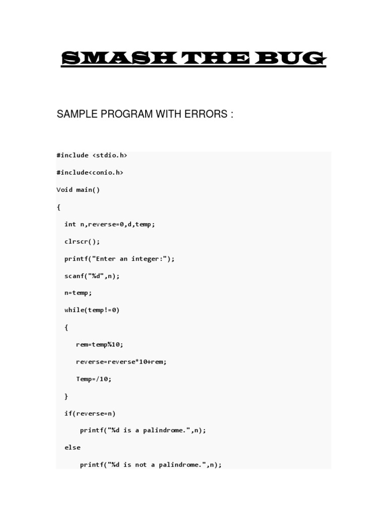 Fixing C Program for Palindrome Check | PDF