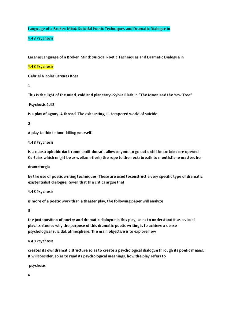 Language of A Broken Mind... Psychosis ANALIZA | PDF | Poetry | Mind