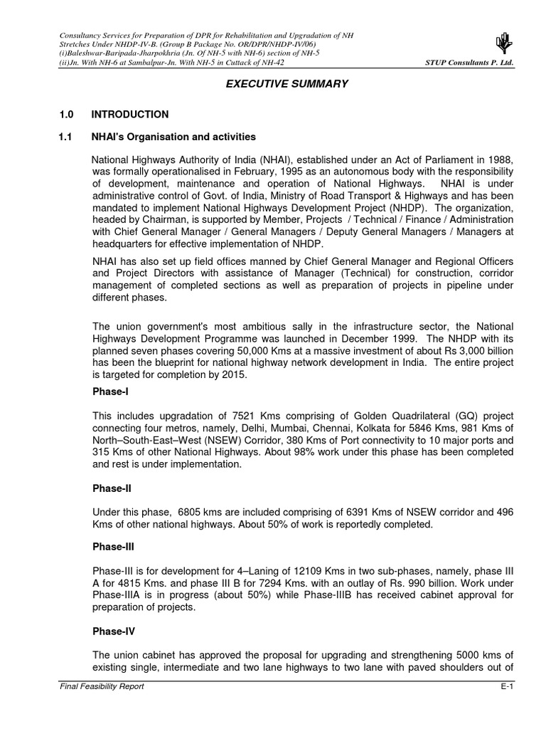 NHDP-IVB Road Project Feasibility | PDF | Road Surface | Road