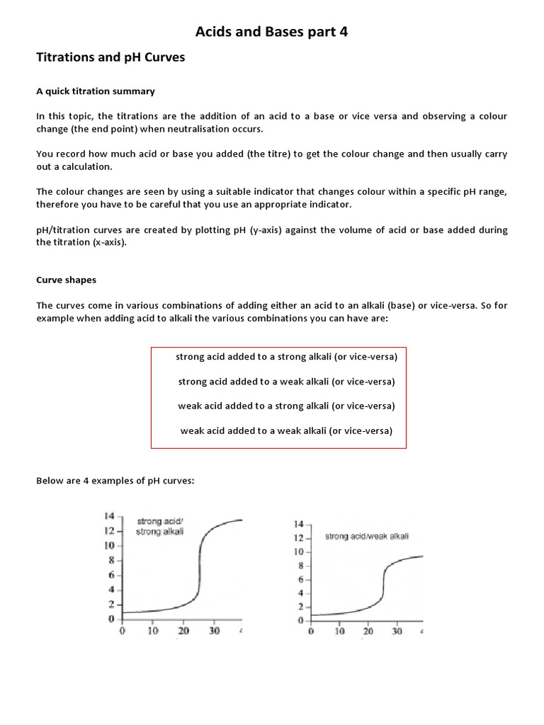 Acids and Bases Part 4 (Titration Curves) Edexcel | PDF | Ph | Titration