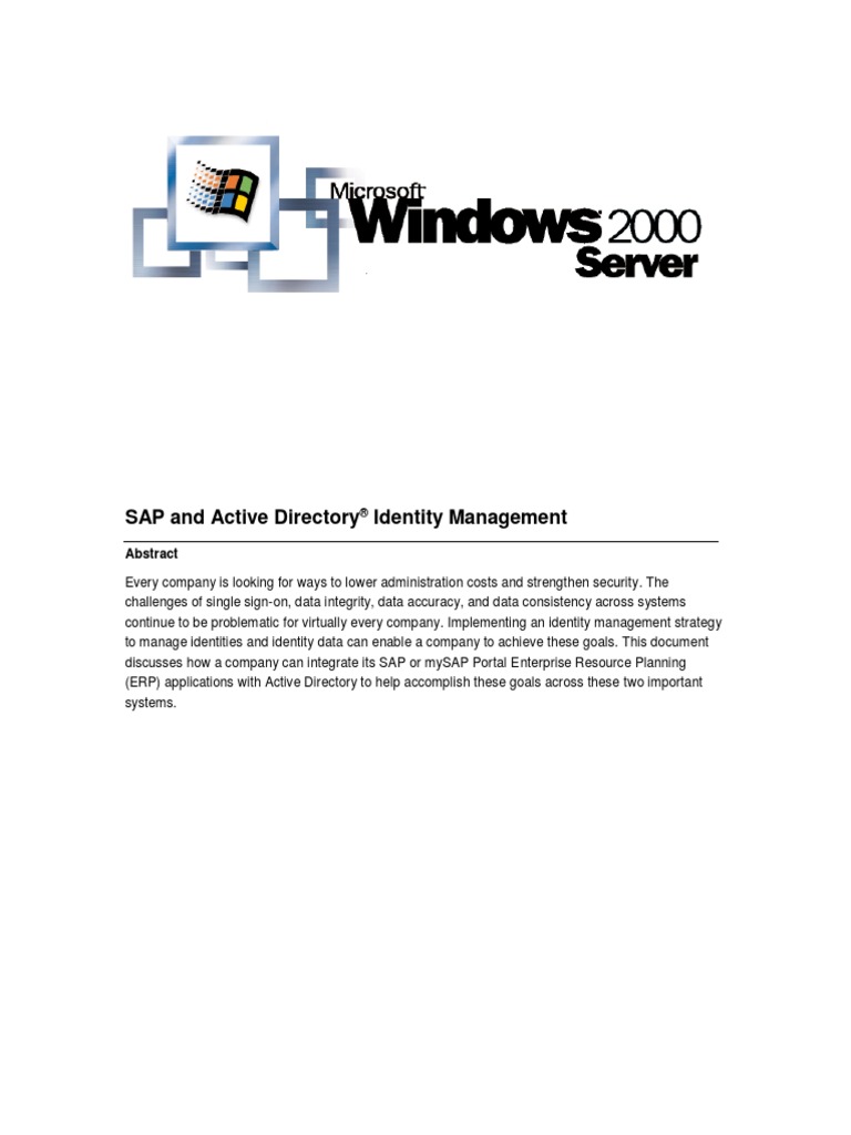 SAP Integration With Windows Server 2000 Active Directory | PDF | Active Directory | Windows 2000