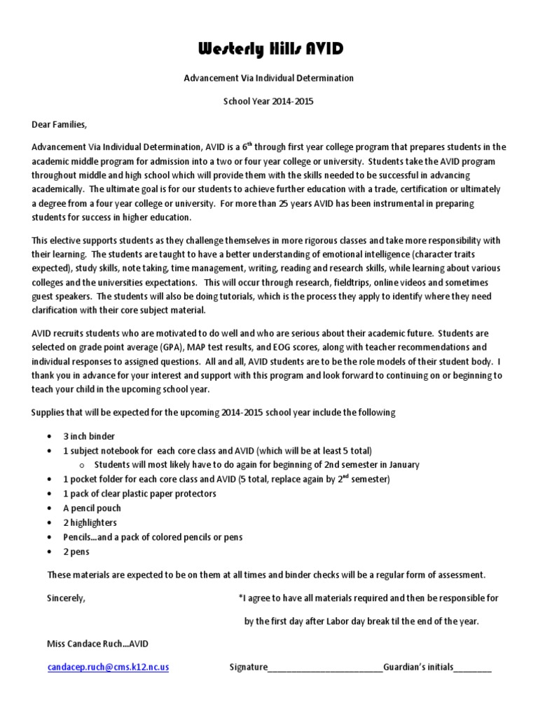 Avid Letter To Future Students | PDF | Sharing | Educational Psychology