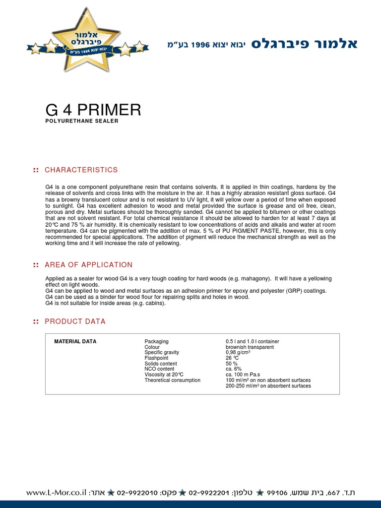 TDS G4 Primer | PDF | Epoxy | Fiberglass