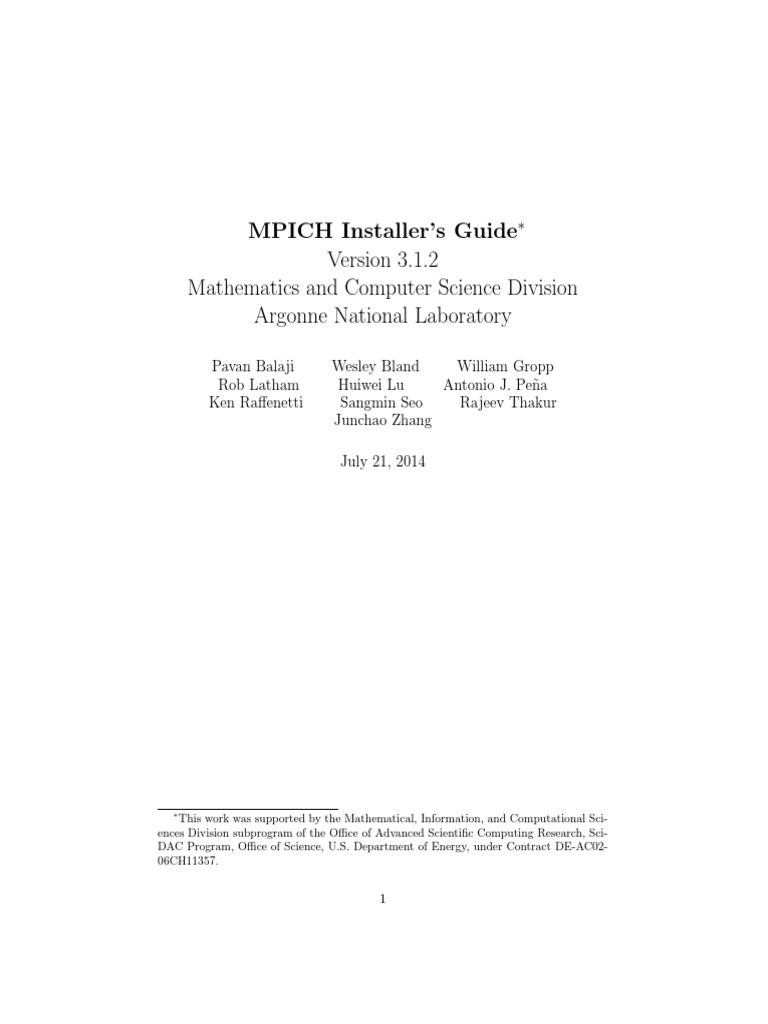 Mpich-3 1 2-Installguide | PDF | Message Passing Interface | Compiler