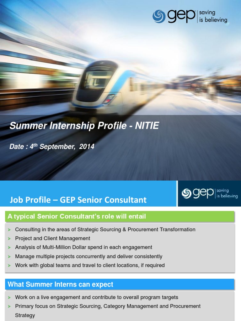 Summer Internship - Profile - GEP | PDF