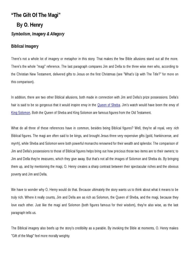 Literary Elements - The Gift of Magi | PDF | Biblical Magi