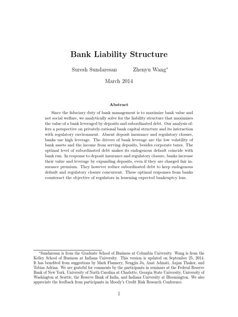 Bank Liability Structure Optimization | PDF | Federal Deposit Insurance ...