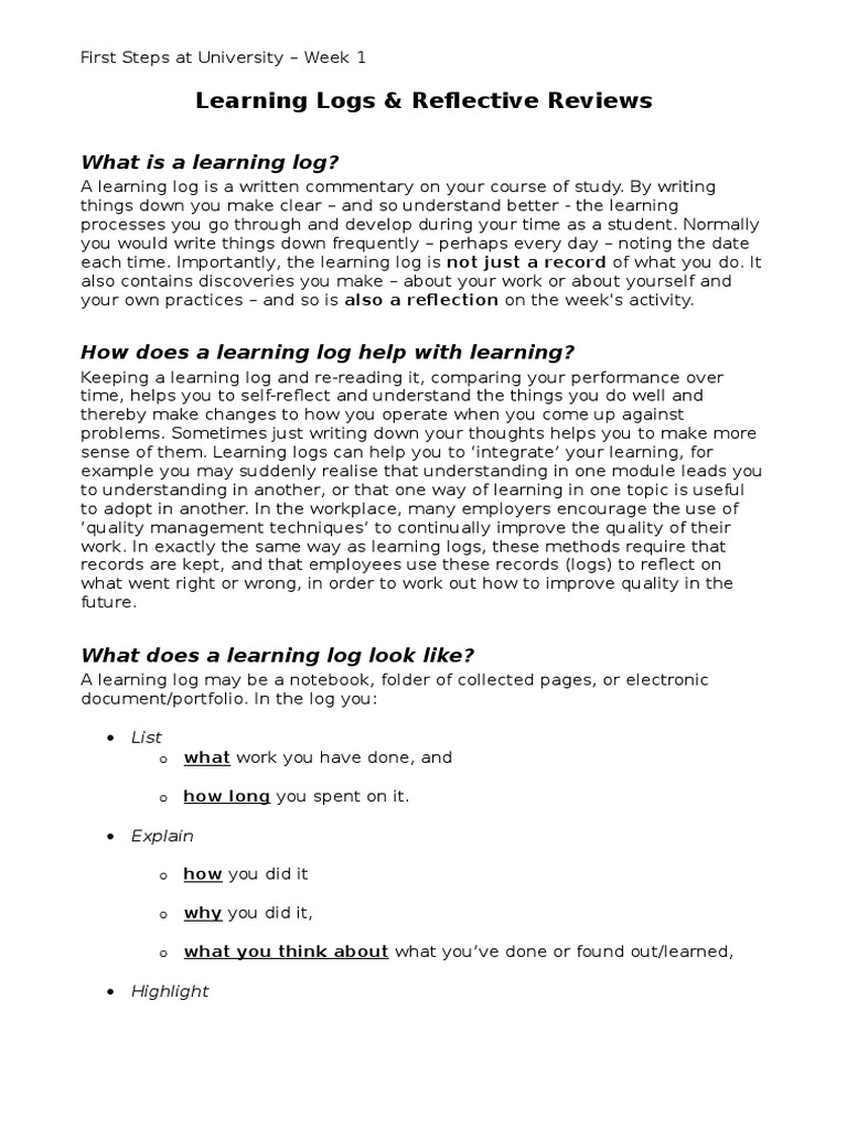 Learning Journals - Handout and Template 2012 Week 1 | PDF | Cognition ...