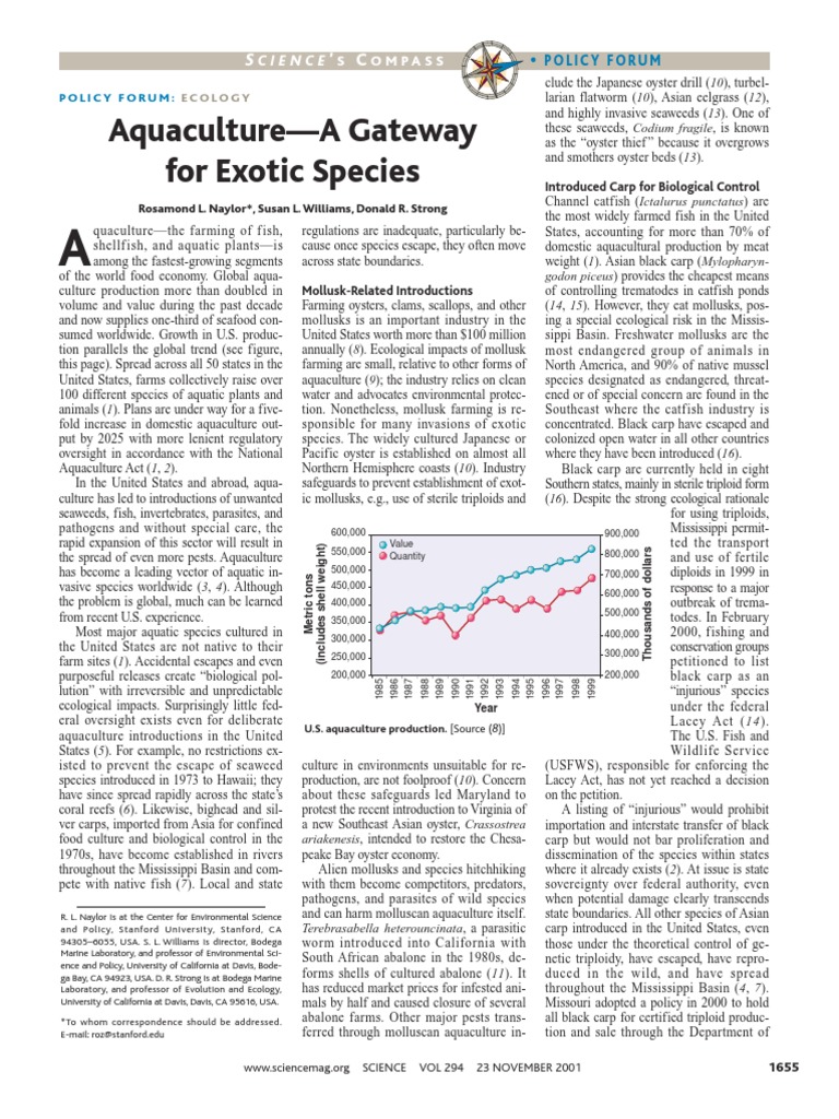 Aquaculture-A Gateway For Exotic Species | PDF | Aquaculture ...
