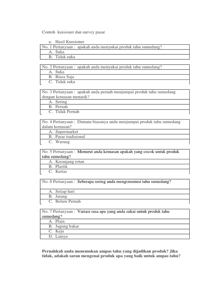 Contoh Kuesioner | PDF