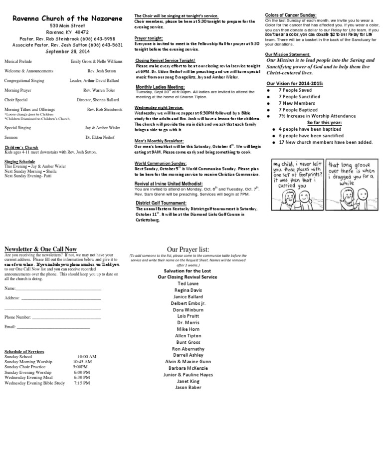 Rav Naz Bulletin For Sunday, Sept. 28 | PDF | Christian Behaviour And ...