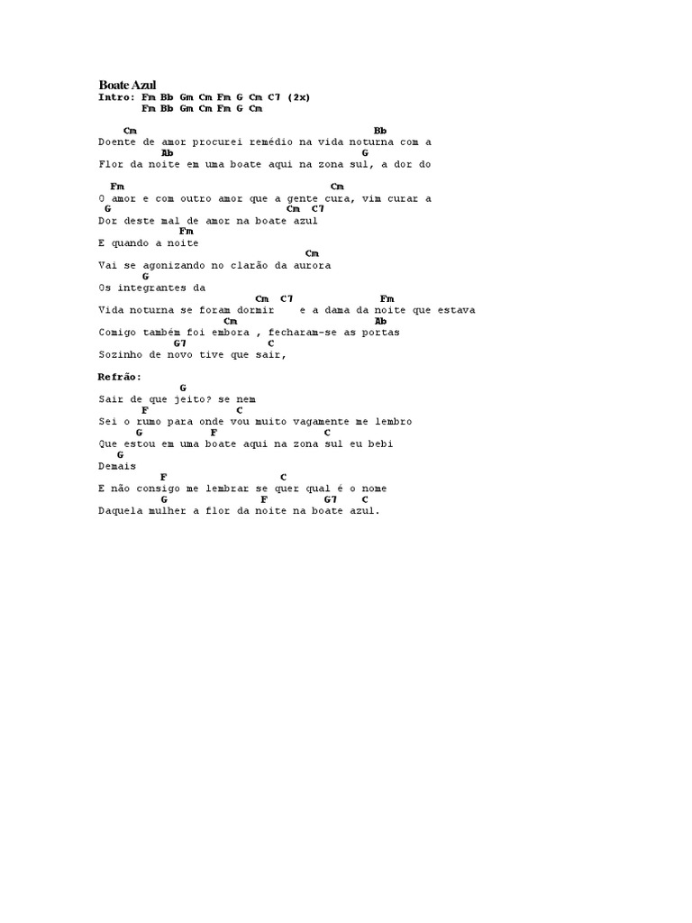 Letras de Músicas: Boate Azul e Domingo | PDF