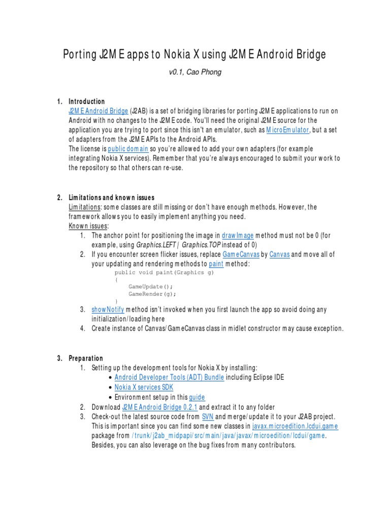 Porting J2ME Apps To Nokia X Using J2ME Android Bridge | PDF | Java ...