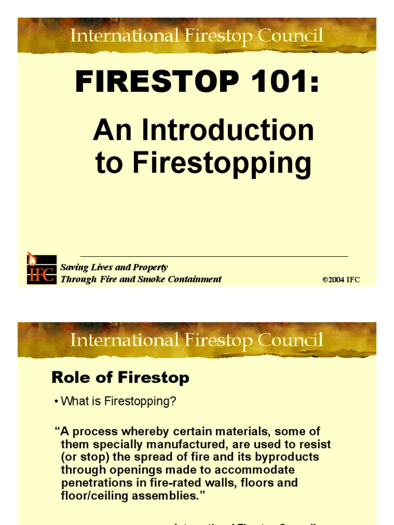 Firestop 101 | PDF | Smoke | Building Code