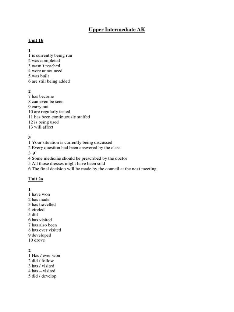 Upper Intermediate Answer Key | PDF | Violence
