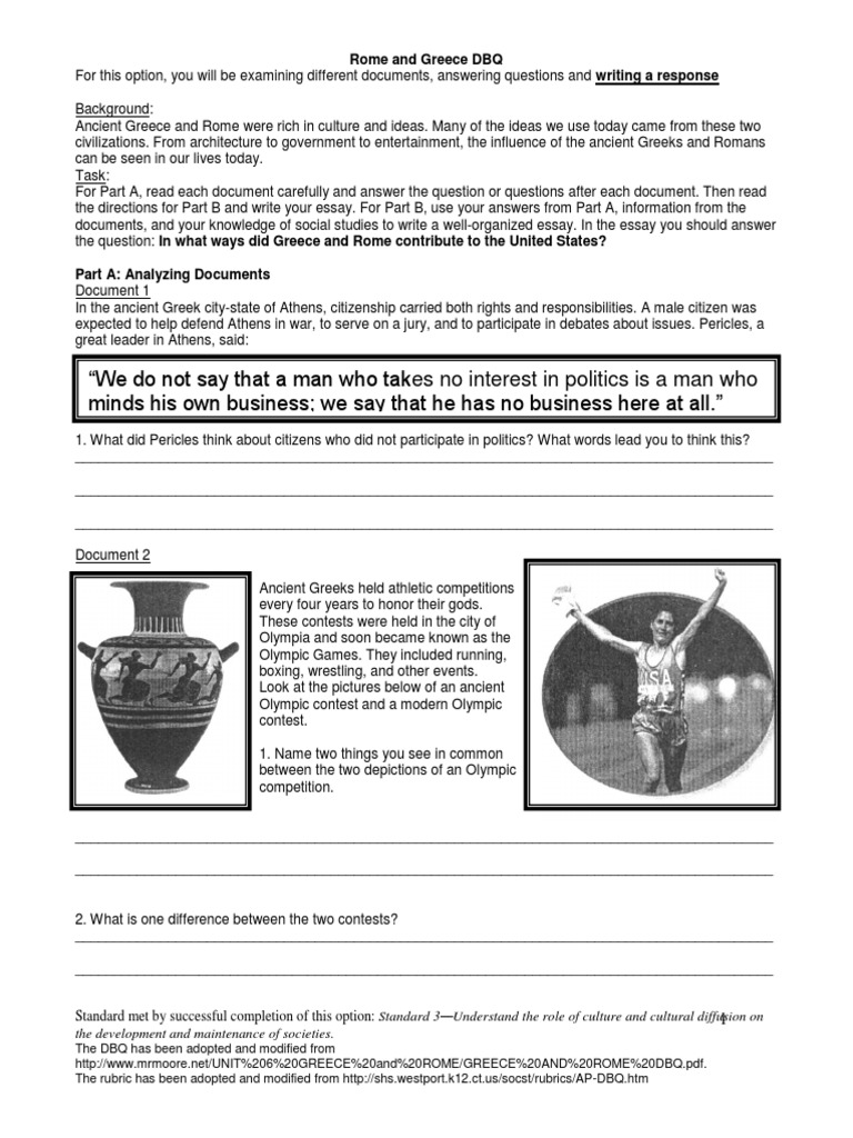 Advanced DBQ Homework | PDF | Ancient Greece | Roman Empire