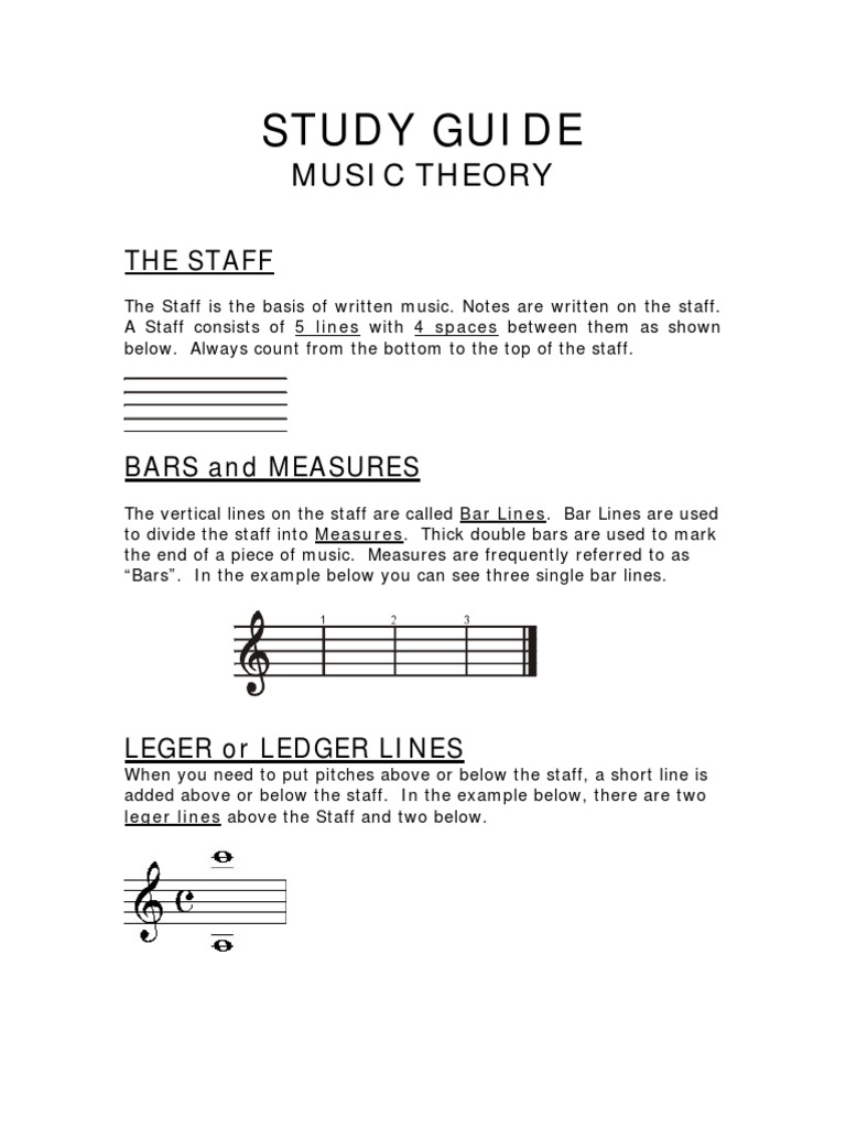 Study Guide: Music Theory | PDF | Clef | Scale (Music)