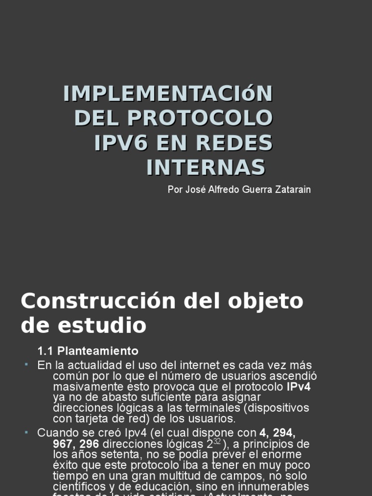 Implementación Del Protocolo IPv6 en Redes Internas | PDF | Yo Pv6 | Internet