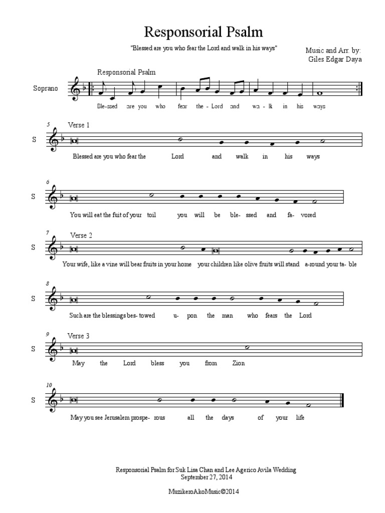 Responsorial Psalm: Music and Arr. By: Giles Edgar Daya Responsorial ...