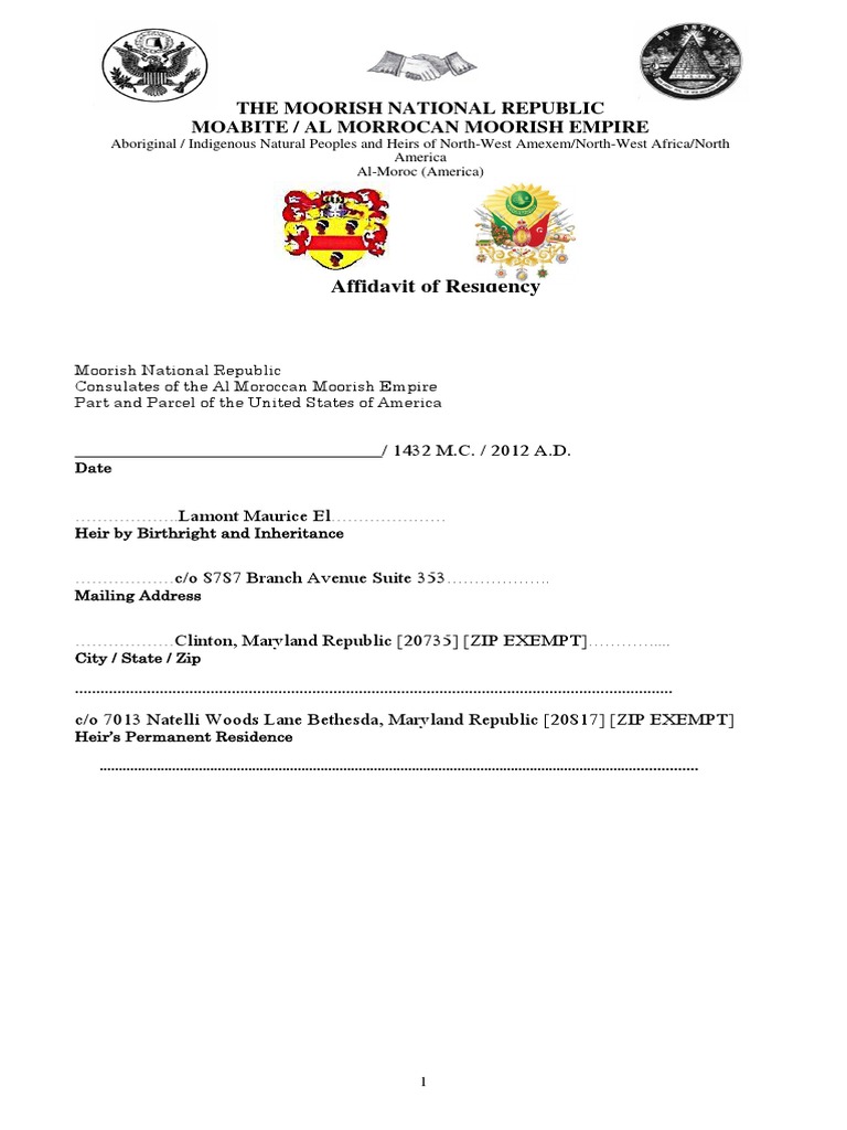 Affidavit of Residency | PDF | Pro Se Legal Representation In The ...