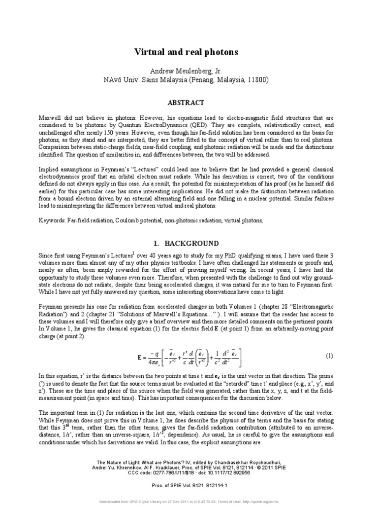 Virtual and Real Virtual and Real Photons - Pdfphotons | PDF | Photon ...
