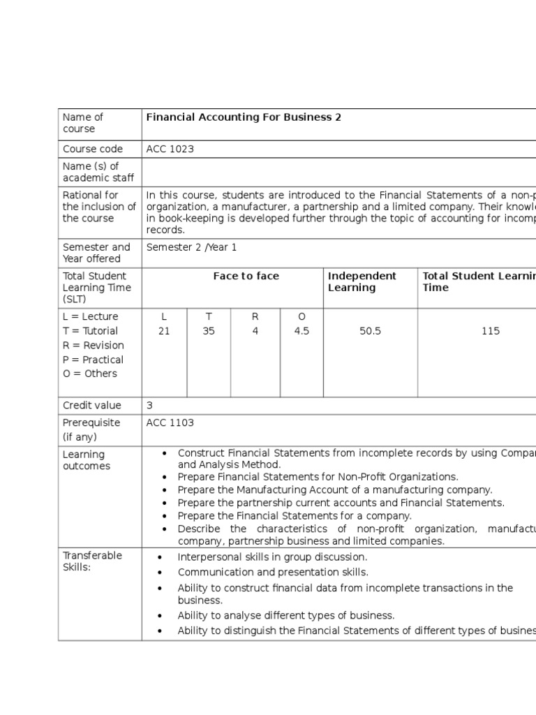Financial Accounting For Business 2 | PDF | Financial Accounting ...