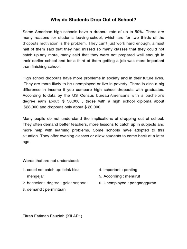 Why Do Students Drop Out of School | PDF