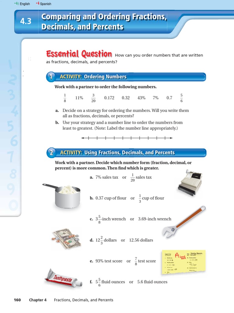 Ordering Fractions, Decimals, and Percents | PDF | Fraction ...