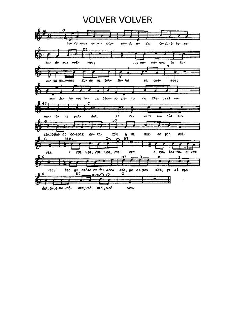 Volver Volver Partitura