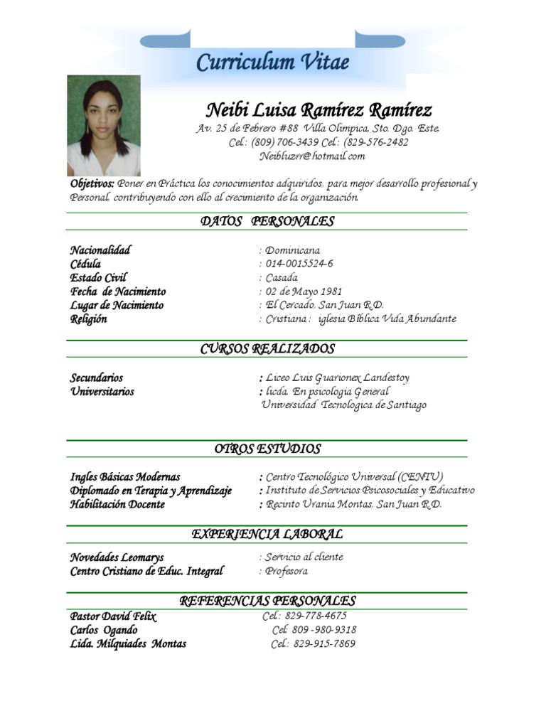 Curriculum Vitae Neibi Luisa Ramirez | PDF | Enseñando | Modificación de comportamiento