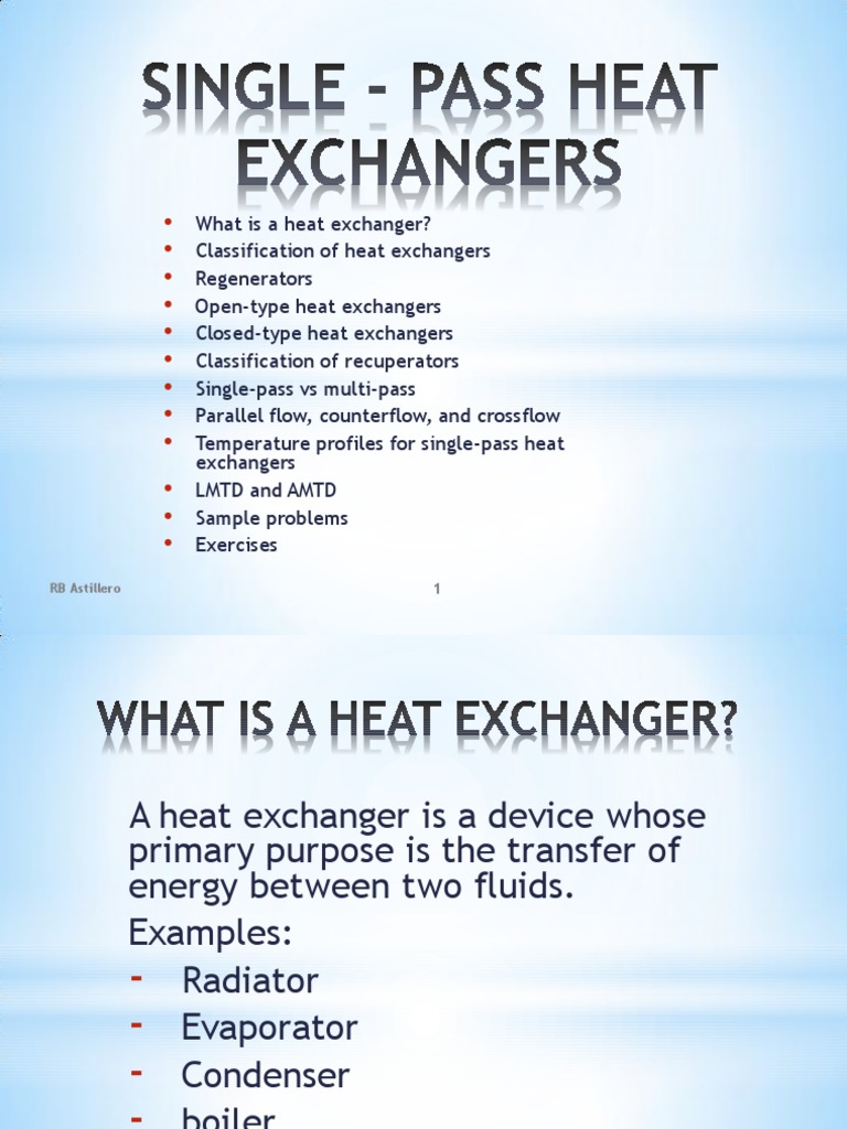 Single-Pass Heat Exchangers | PDF | Heat Exchanger | Heat
