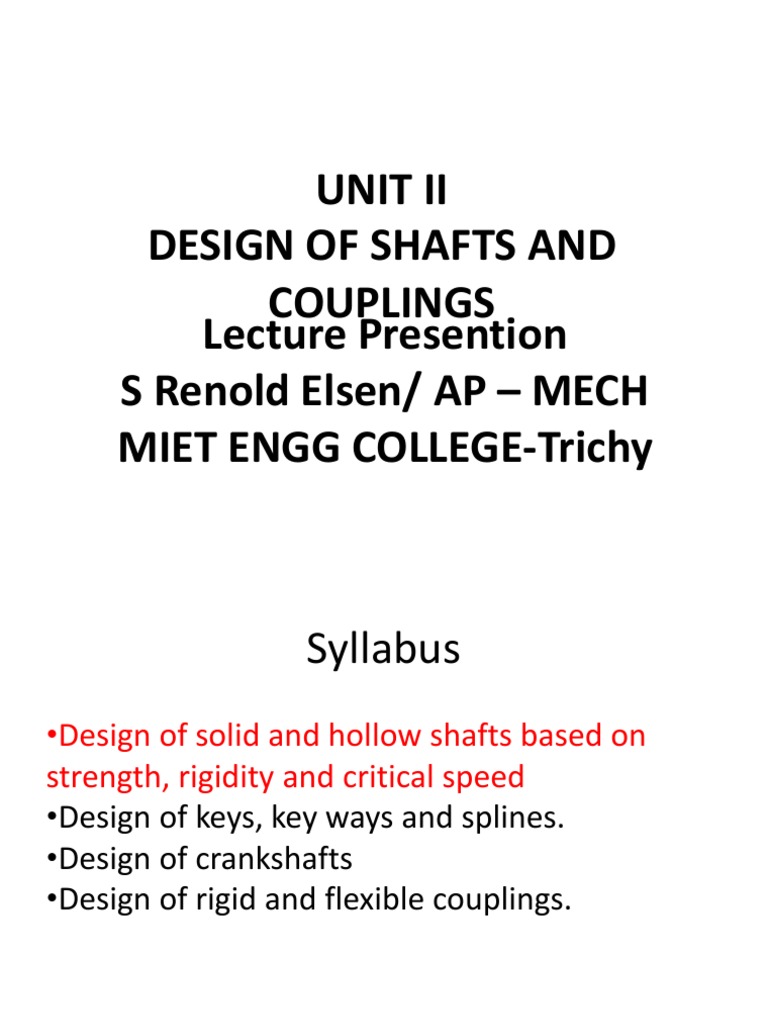 DME Unit 2 Design of Machine Elements - Shaft Intro | PDF | Stress ...