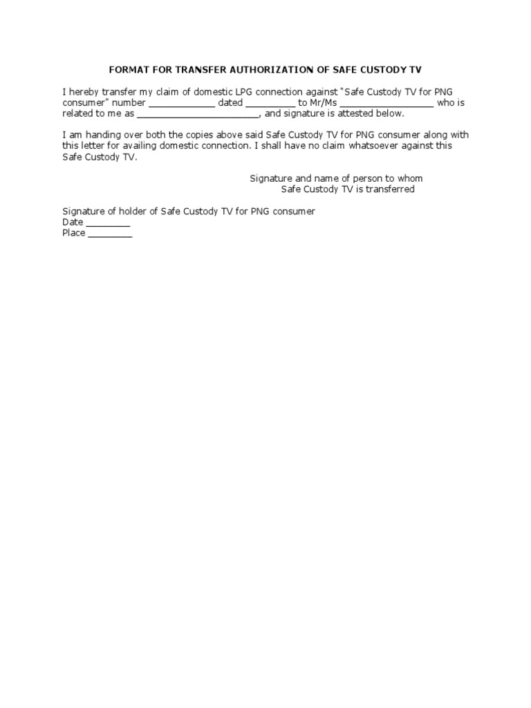 LPG Connection Transfer Authorization Form | PDF