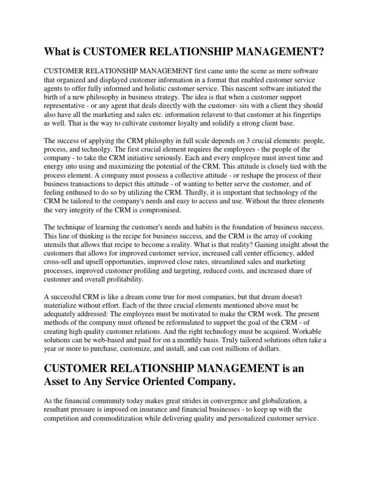 Customer Relationship Management | PDF | Customer Relationship ...